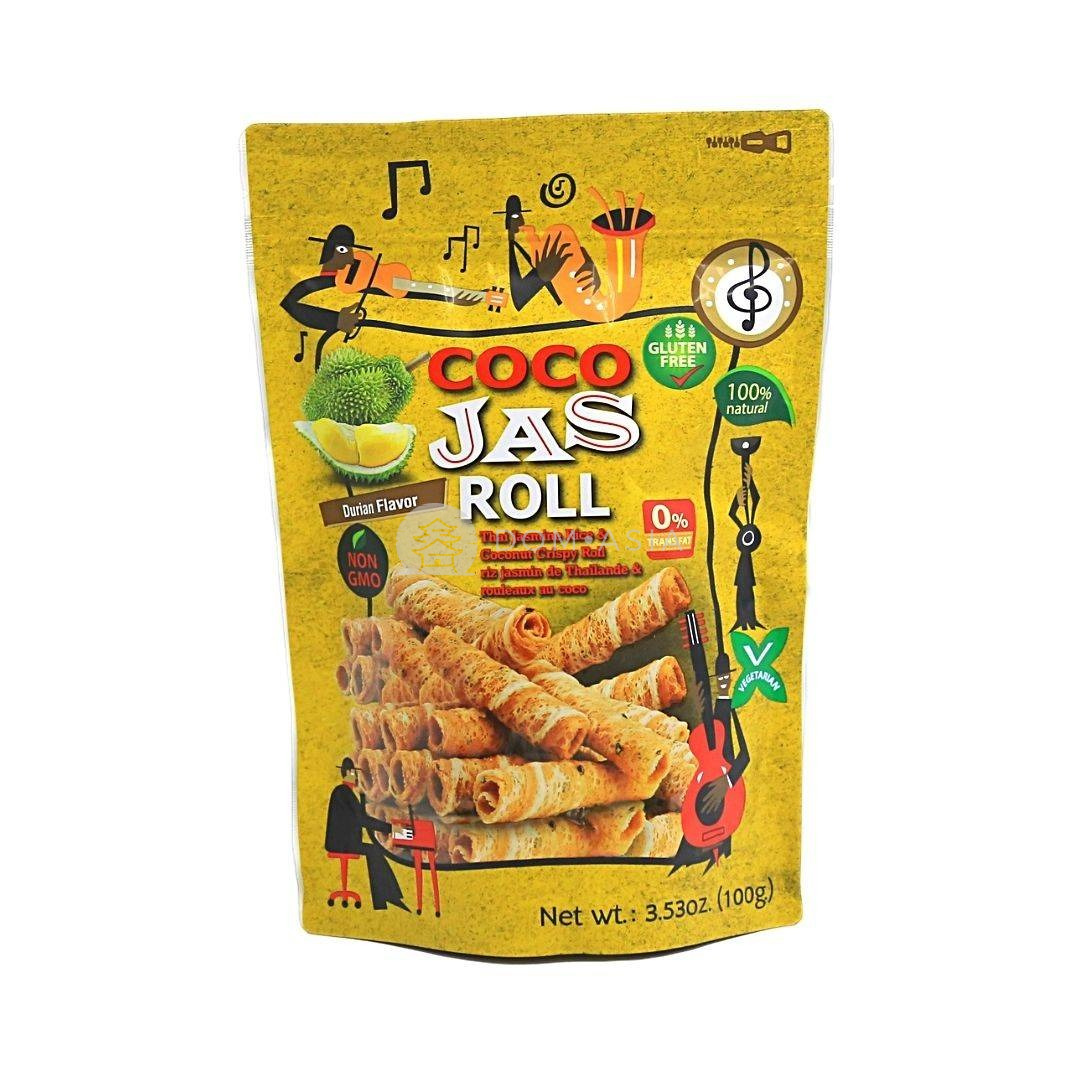 Chrupiące ryżowe rurki o smaku duriana COCO JAS 100g | Banh Gao Cuon Vi Sau Rieng COCO JAS 100g ...